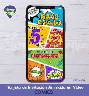 TARJETA DE INVITACIÓN ANIMADA DE COMICS - Somos Motta