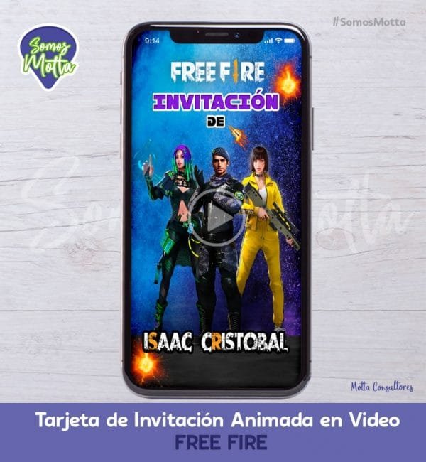 TARJETA DE INVITACIÓN DIGITAL FREE FIRE CON FOTO